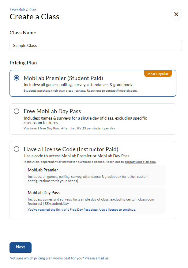 Creating a Class – MobLab - Support